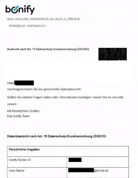 Wie kann ich erfahren, welche Daten bonify über mich gespeichert hat ...